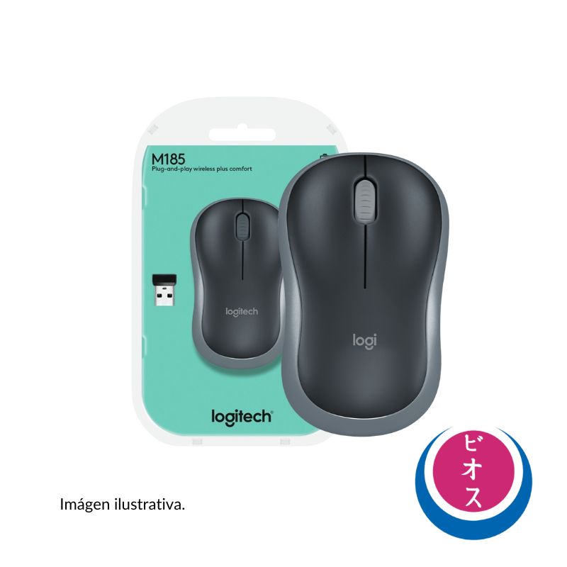 MOUSE LOGITECH M185 WIRELESS NEGRO/GRIS » Bios Informatica